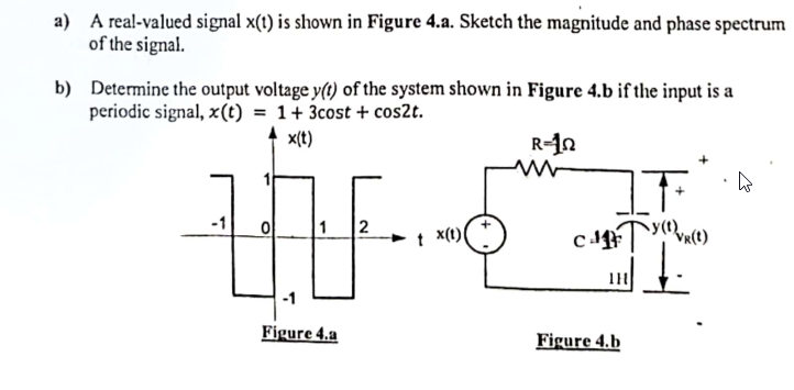 Solved a) A real-valued signal x(t) is shown in Figure 4.a. | Chegg.com