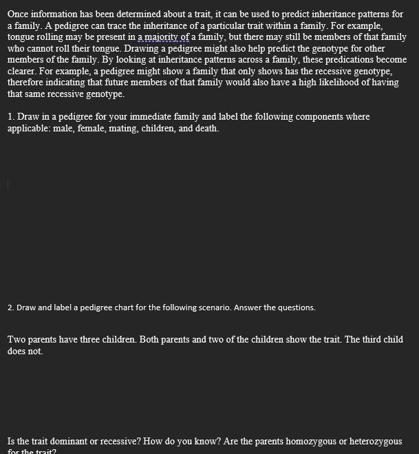 Solved Once information has been determined about a trait, | Chegg.com