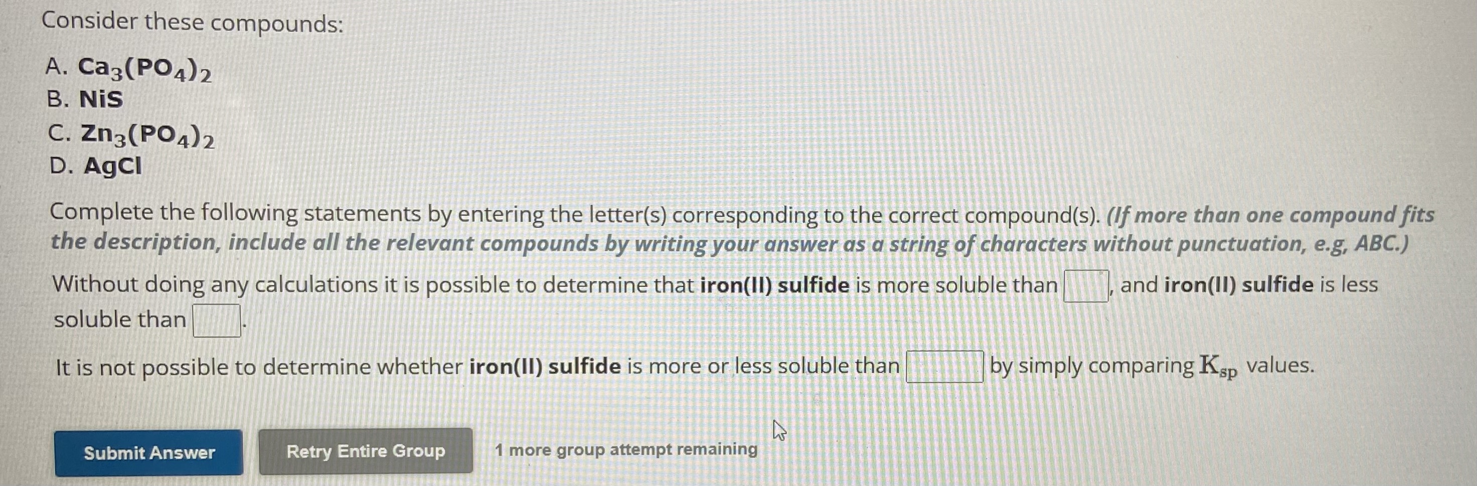 Solved Consider these compounds: A. Ca3(PO4)2 B. Nis C. | Chegg.com