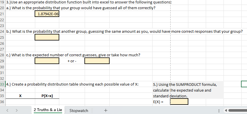 Solved Statistics Chapter 5 Excel group | Chegg.com