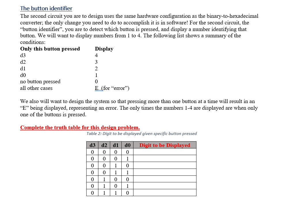 Solved The button identifier The second circuit you are to | Chegg.com