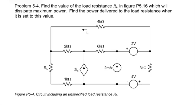 Solved Problem 5-4. Find the value of the load resistance RL | Chegg.com