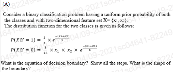 Solved Consider a binary classification problem having a | Chegg.com