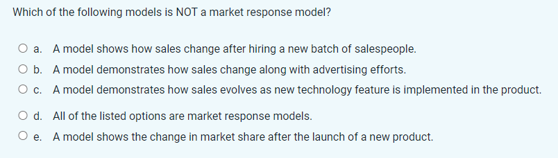 Solved Which of the following models is NOT a market | Chegg.com
