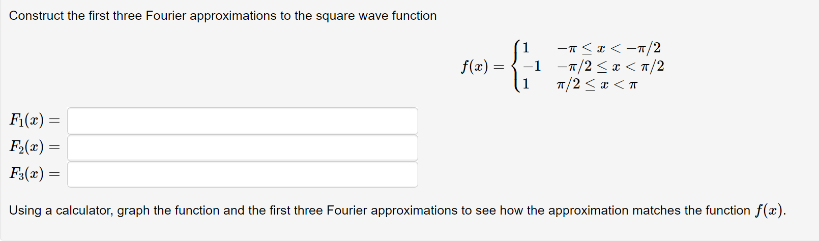 Solved Construct the first three Fourier approximations to | Chegg.com