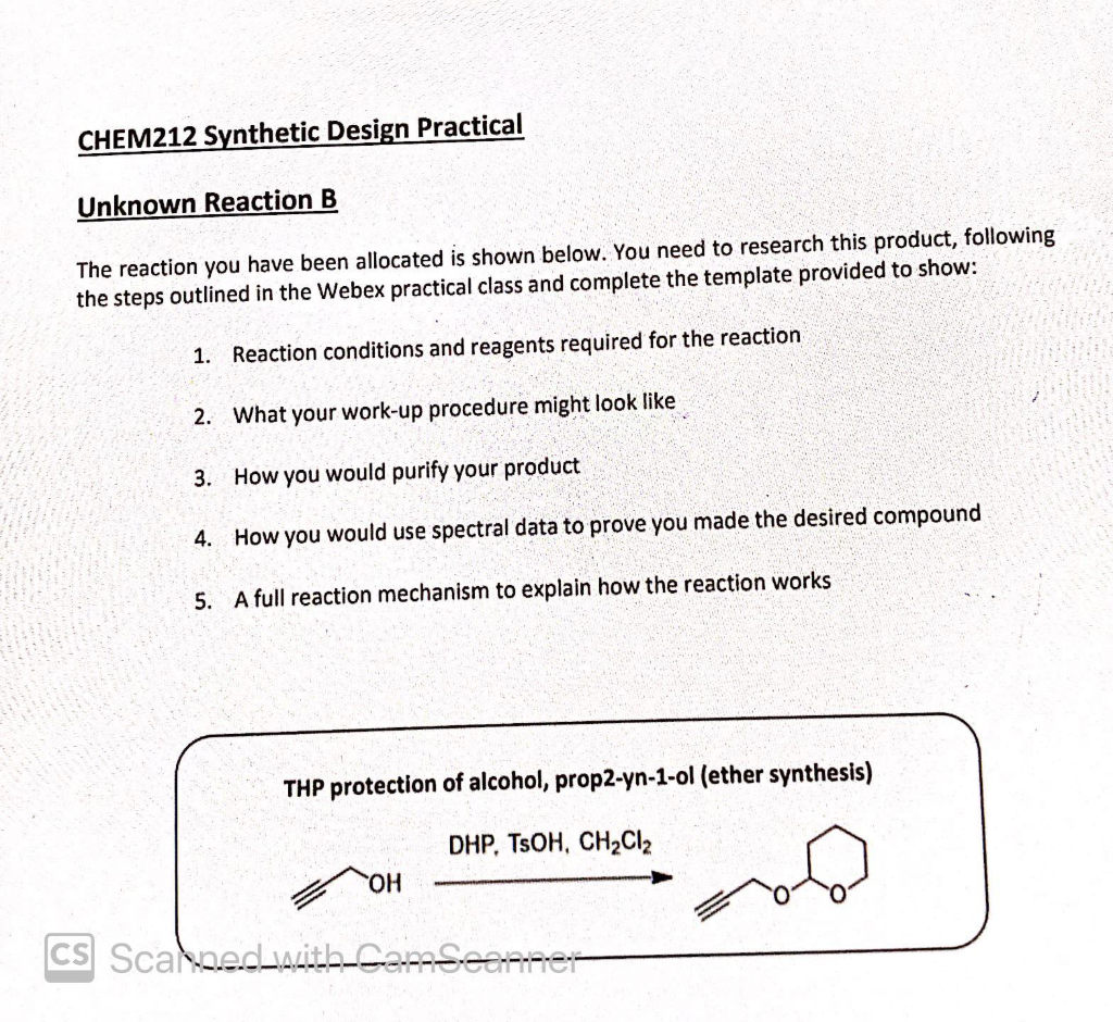 Solved CHEM212 Synthetic Design Practical Unknown Reaction B | Chegg.com