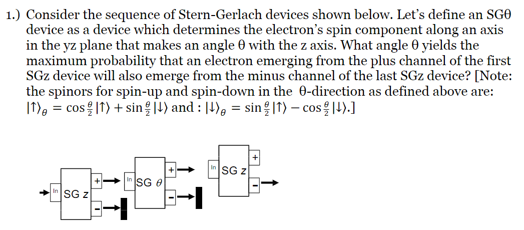 Solved 1.) Consider the sequence of Stern-Gerlach devices | Chegg.com