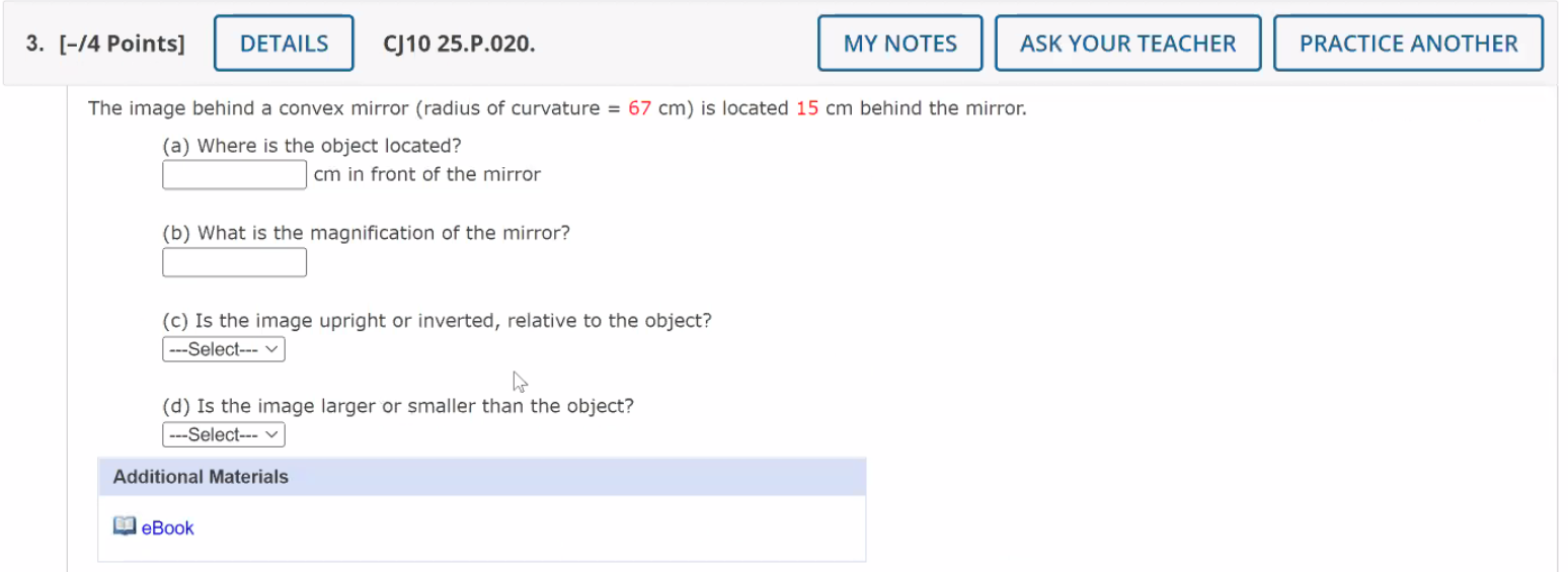 Solved The image behind a convex mirror (radius of curvature | Chegg.com