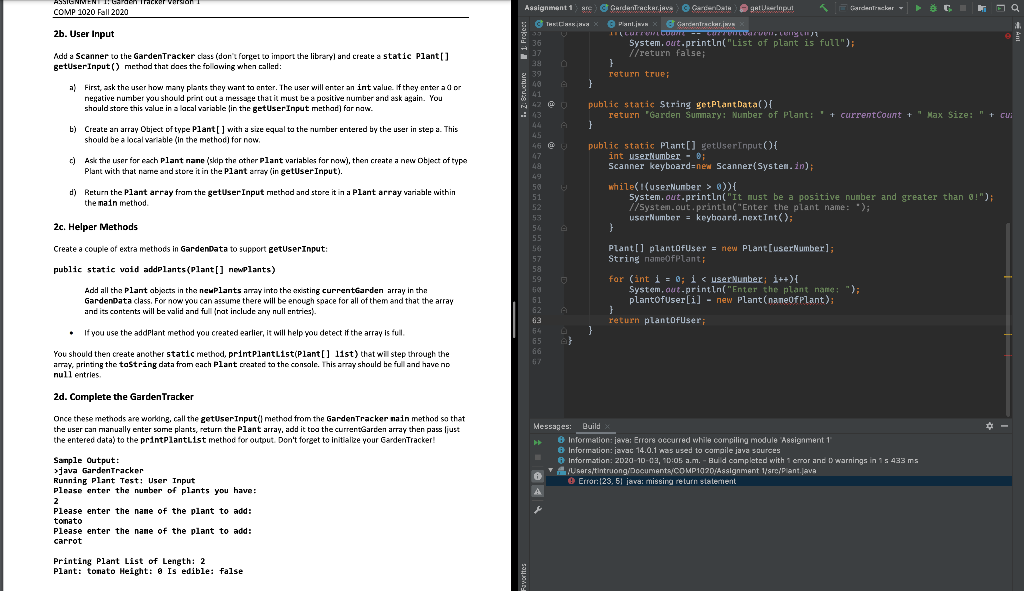 Solved Track version COMP 1020 Fall 2020 2b. User Input | Chegg.com
