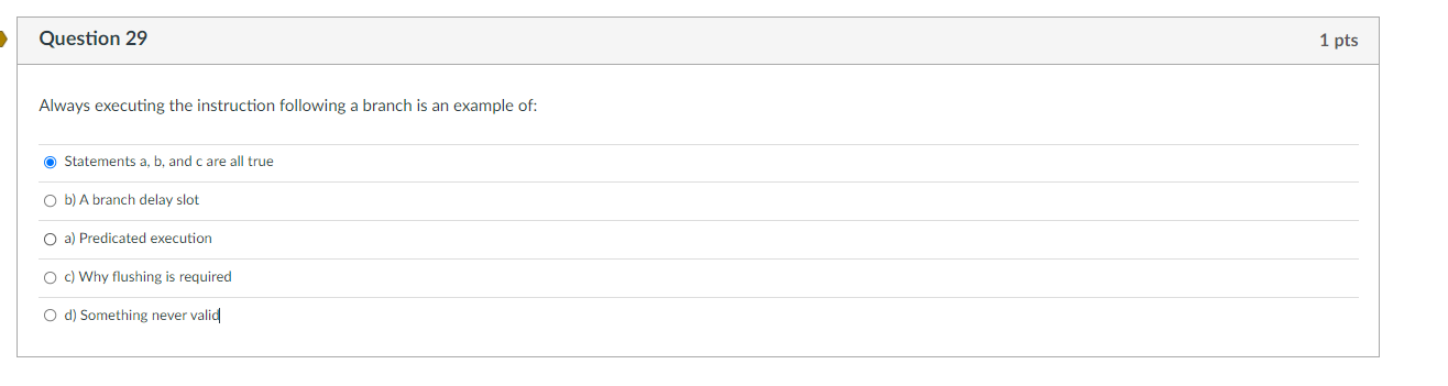 Solved Question 29 1 pts Always executing the instruction | Chegg.com