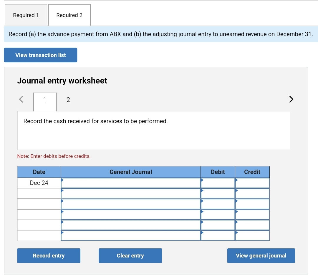 Solved Record (a) the advance payment from ABX and (b) the | Chegg.com