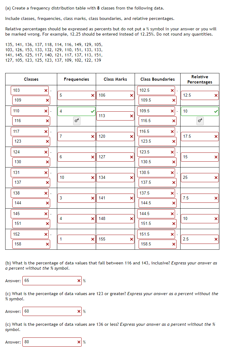 Solved (a) Create a frequency distribution table with 8 | Chegg.com