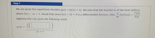 Solved Step 1 We Are Given The Logarithmic Function Gx In 
