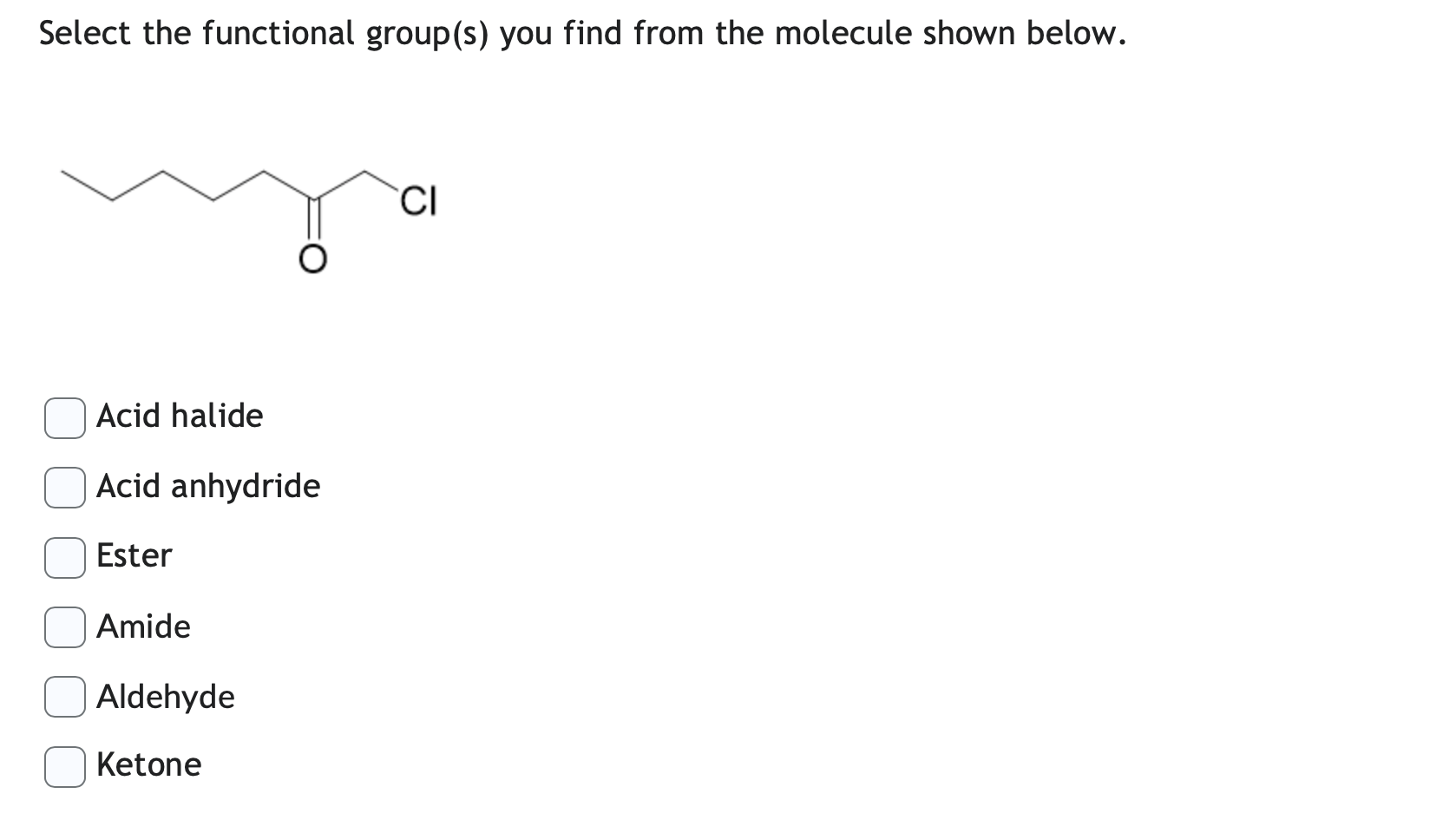 Solved Select the functional group(s) you find from the | Chegg.com