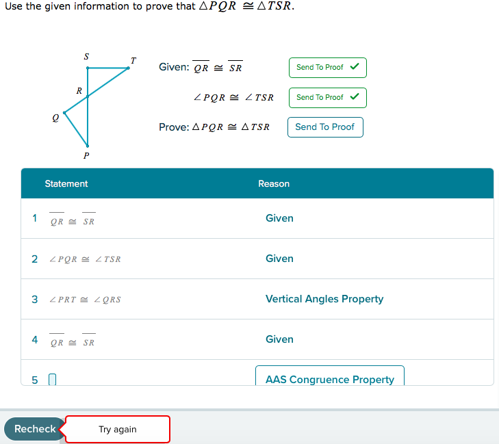 Solved Use the given information to prove that APQR ATSR. S | Chegg.com