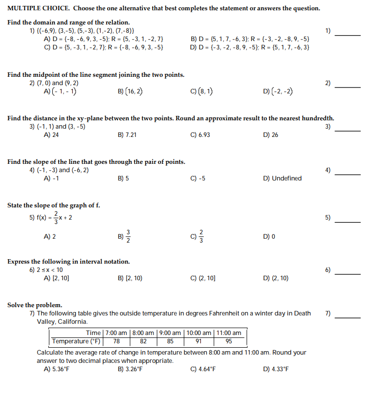 Solved MULTIPLE CHOICE. Choose the one alternative that best | Chegg.com