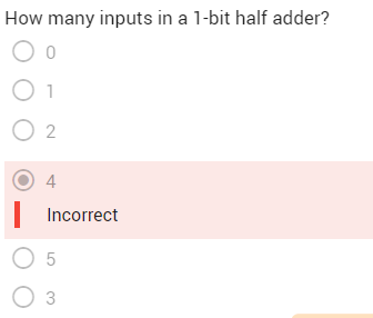 Solved How many inputs in a 1-bit half adder?0124Incorrect53 | Chegg.com
