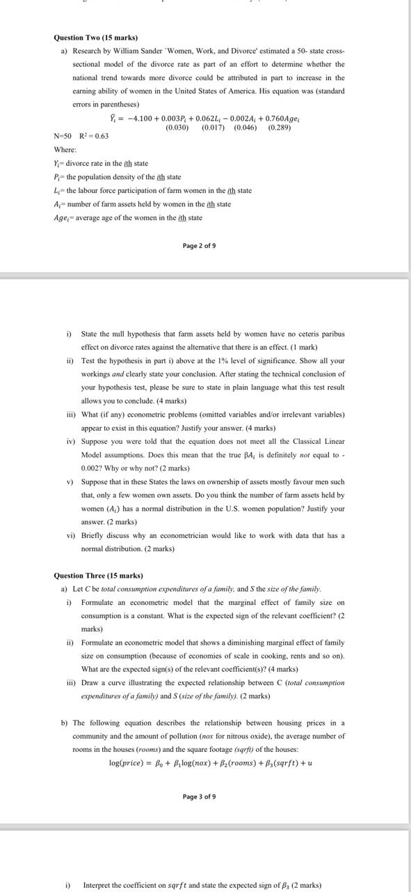 Solved Question Two (15 | Chegg.com