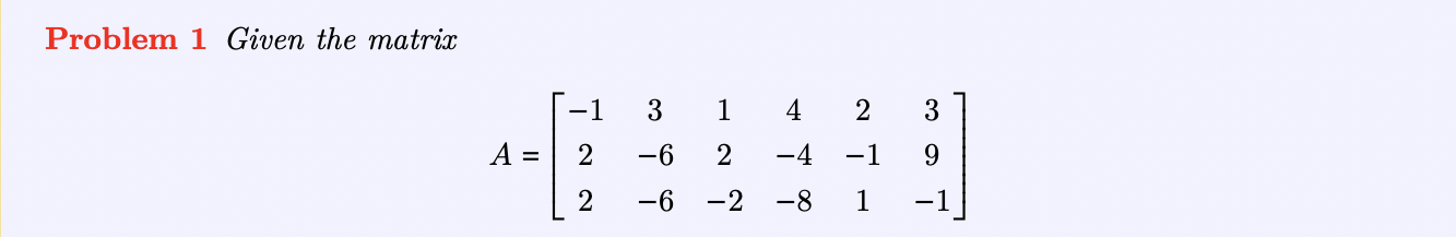 Solved Problem 1 Given the matrix | Chegg.com