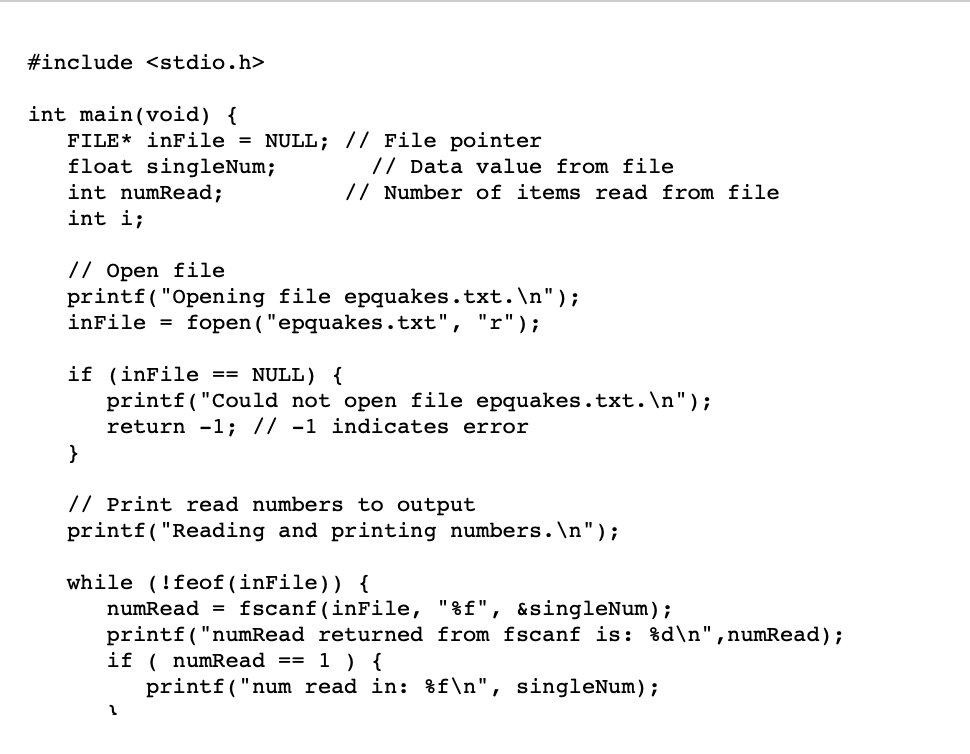 Solved #include int main(void) { FILE* inFile = NULL; // | Chegg.com