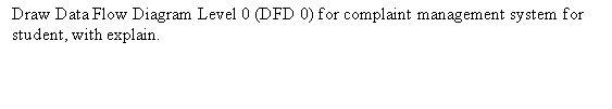 Solved Draw Data Flow Diagram Level O (DFD 0) for complaint | Chegg.com