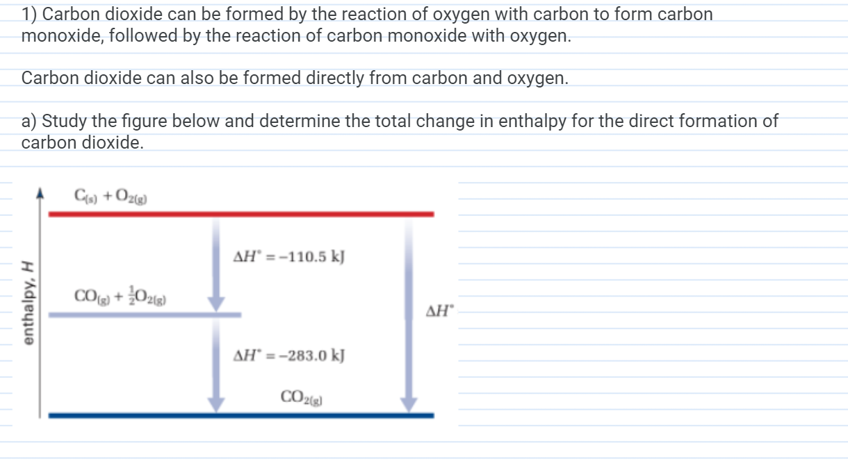Solved 1) Carbon dioxide can be formed by the reaction of | Chegg.com