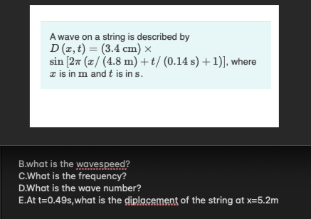 Solved A wave on a string is described | Chegg.com