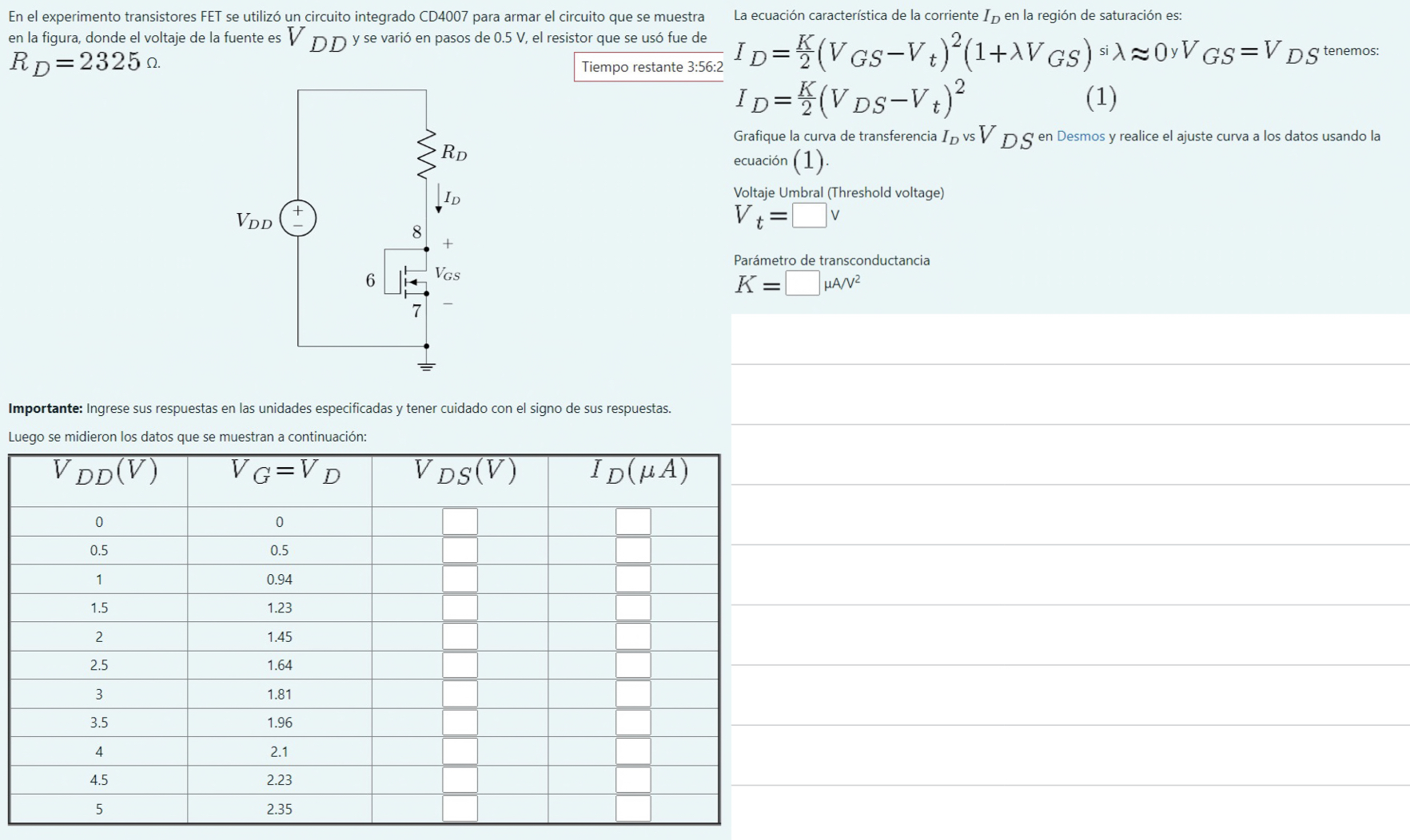 In the FET transistor experiment, a CD4007 integrated | Chegg.com
