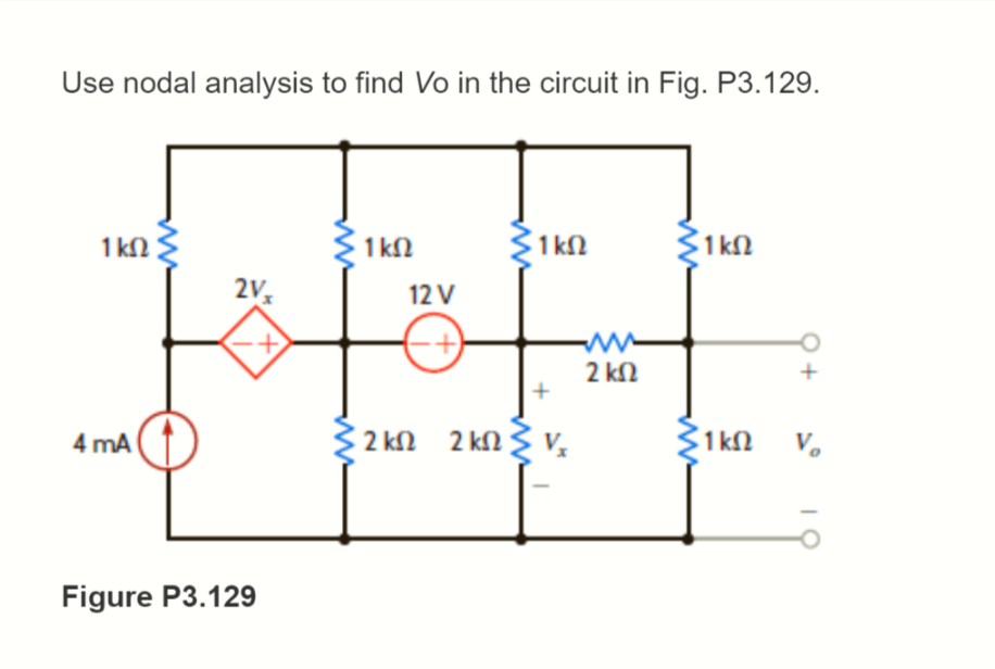 Solved Use nodal analysis to find Vo in the circuit in Fig. | Chegg.com