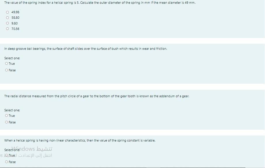 Solved The value of the spring index for a helical spring is | Chegg.com