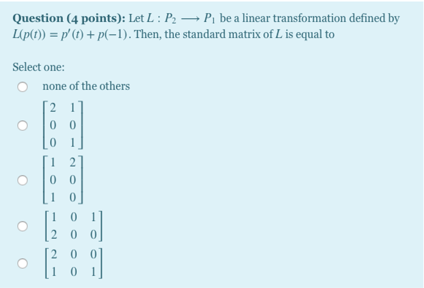 Solved SUBJECT : LINEAR ALGEBRA MULTIPLE CHOISE QUESTION - | Chegg.com