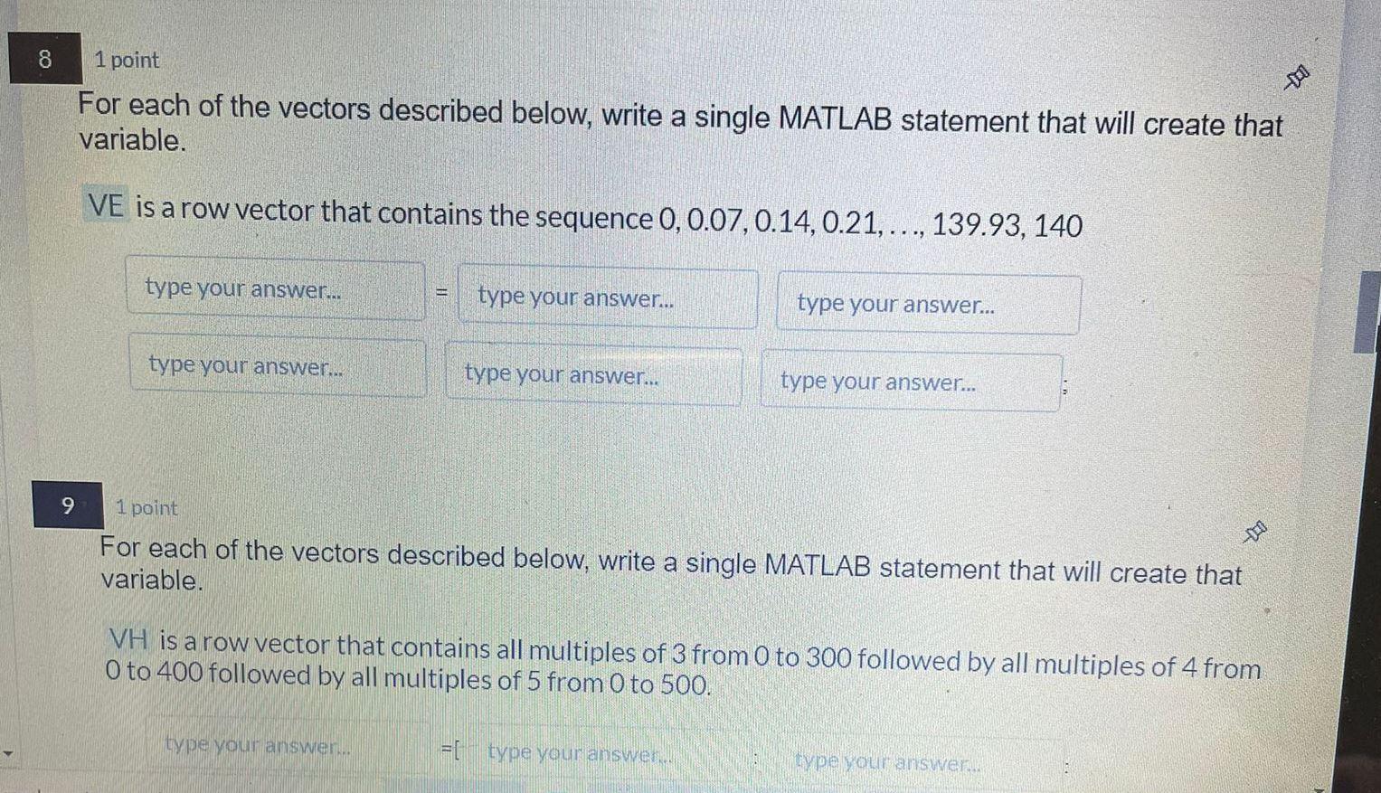 Solved 8 1 point For each of the vectors described below, | Chegg.com