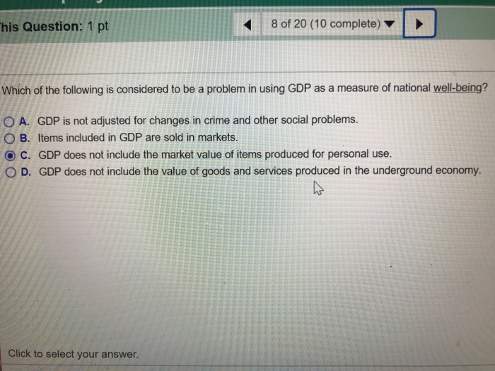 Solved his Question: 1 pt 8 of 20 (10 complete) Which of the | Chegg.com