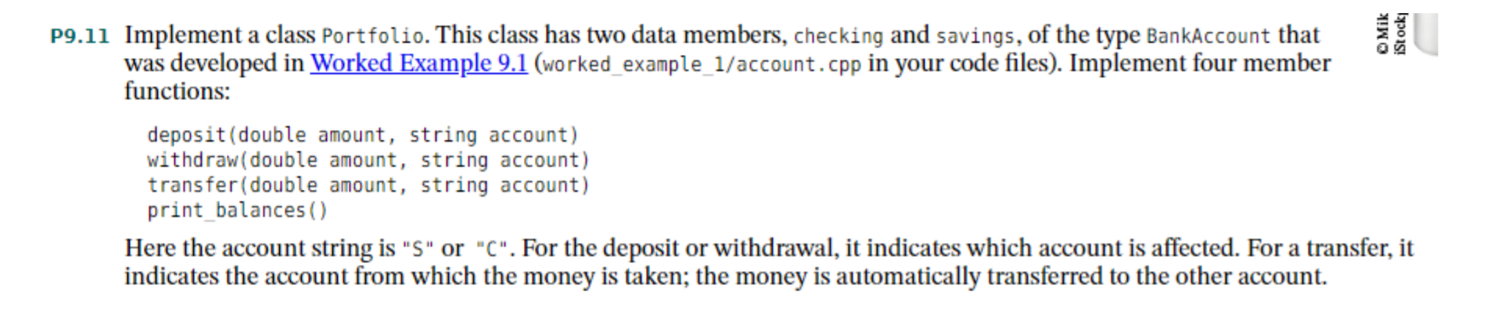 Solved Mik iStock P9.11 Implement a class Portfolio. This | Chegg.com