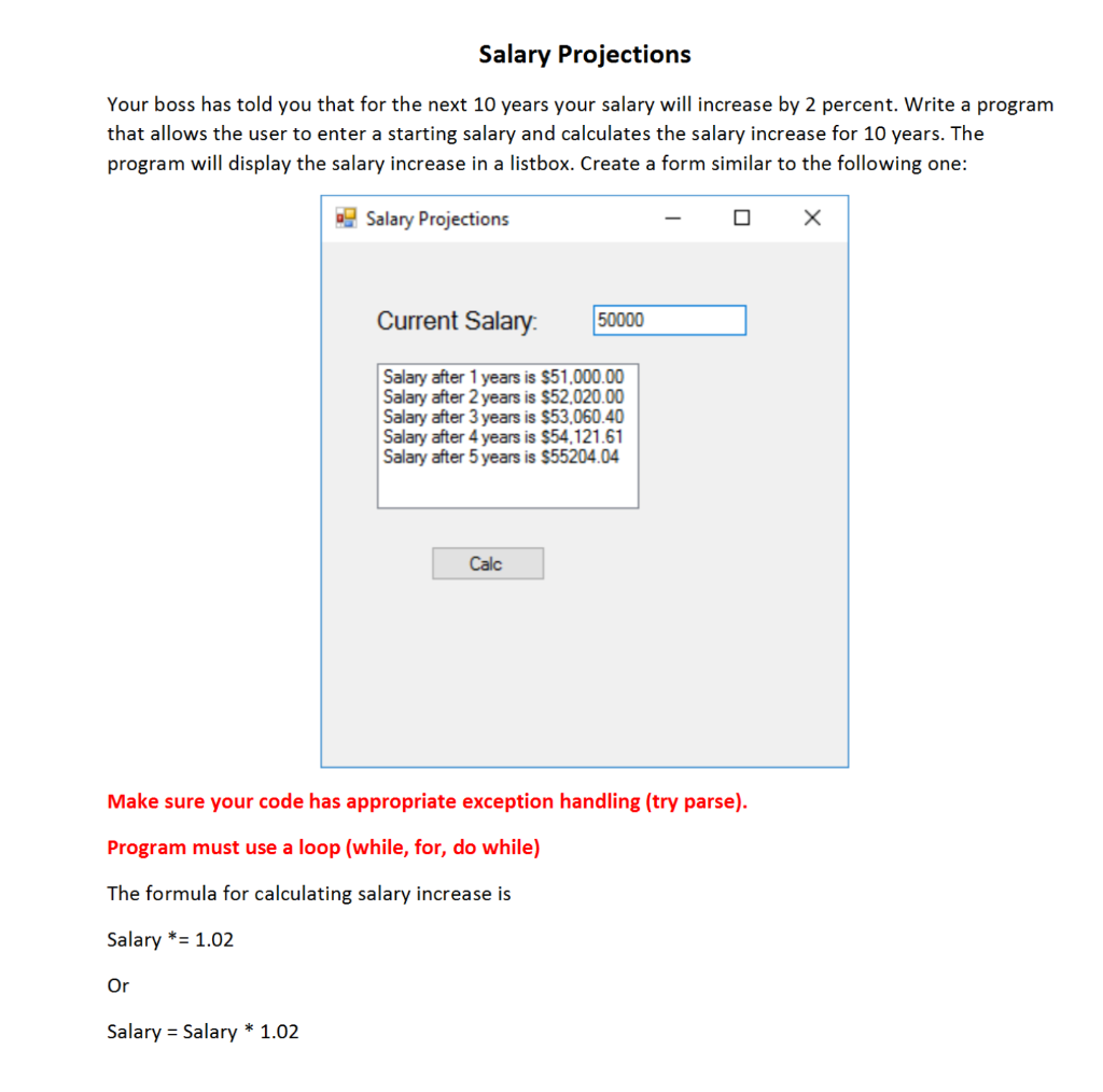 Solved Salary Projections Your boss has told you that for | Chegg.com