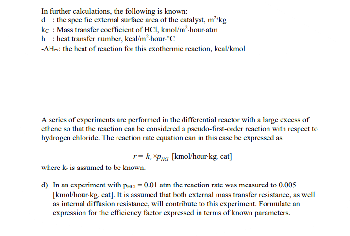 Solved The production of vinyl chloride from ethene and | Chegg.com