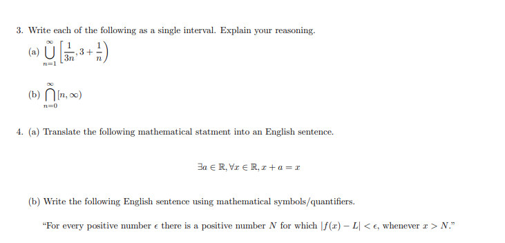 Solved 3. Write each of the following as a single interval. | Chegg.com