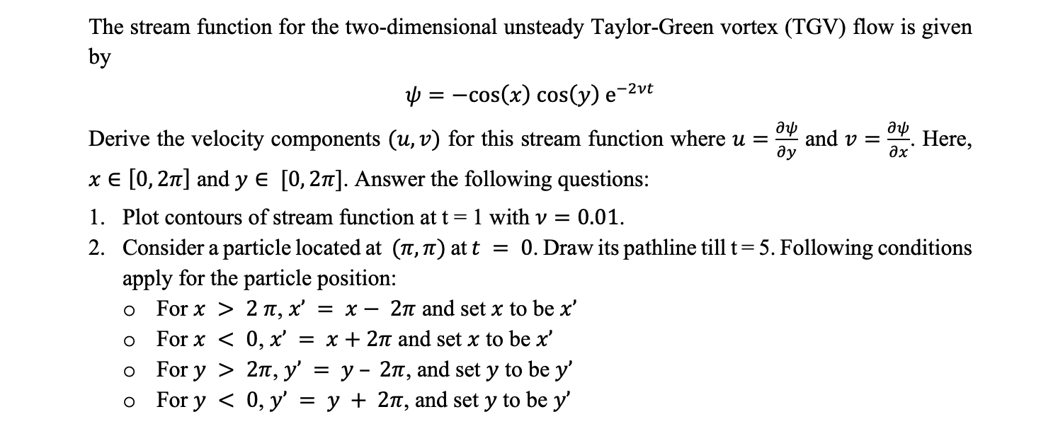 -2vt . ду ax The stream function for the | Chegg.com