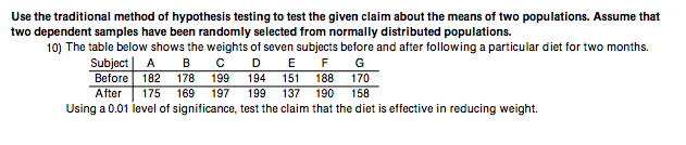 Solved Use the traditional method of hypothesis testing to | Chegg.com