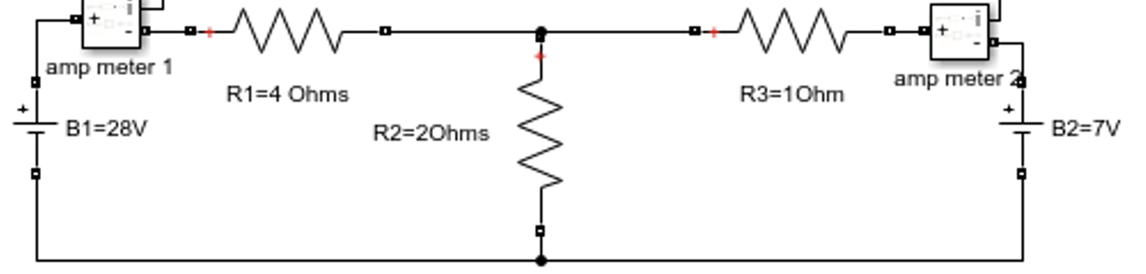 Solved W Mod amp meter 1 amp meter R1=4 Ohms R3=1Ohm B1=28V | Chegg.com