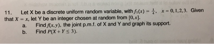 Solved 1 1 . Let X be a discrete uniform random variable, | Chegg.com