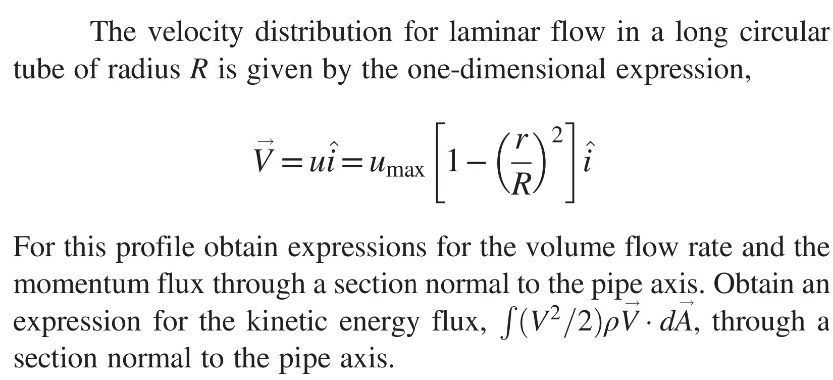 Solved The velocity distribution for laminar flow in a long | Chegg.com