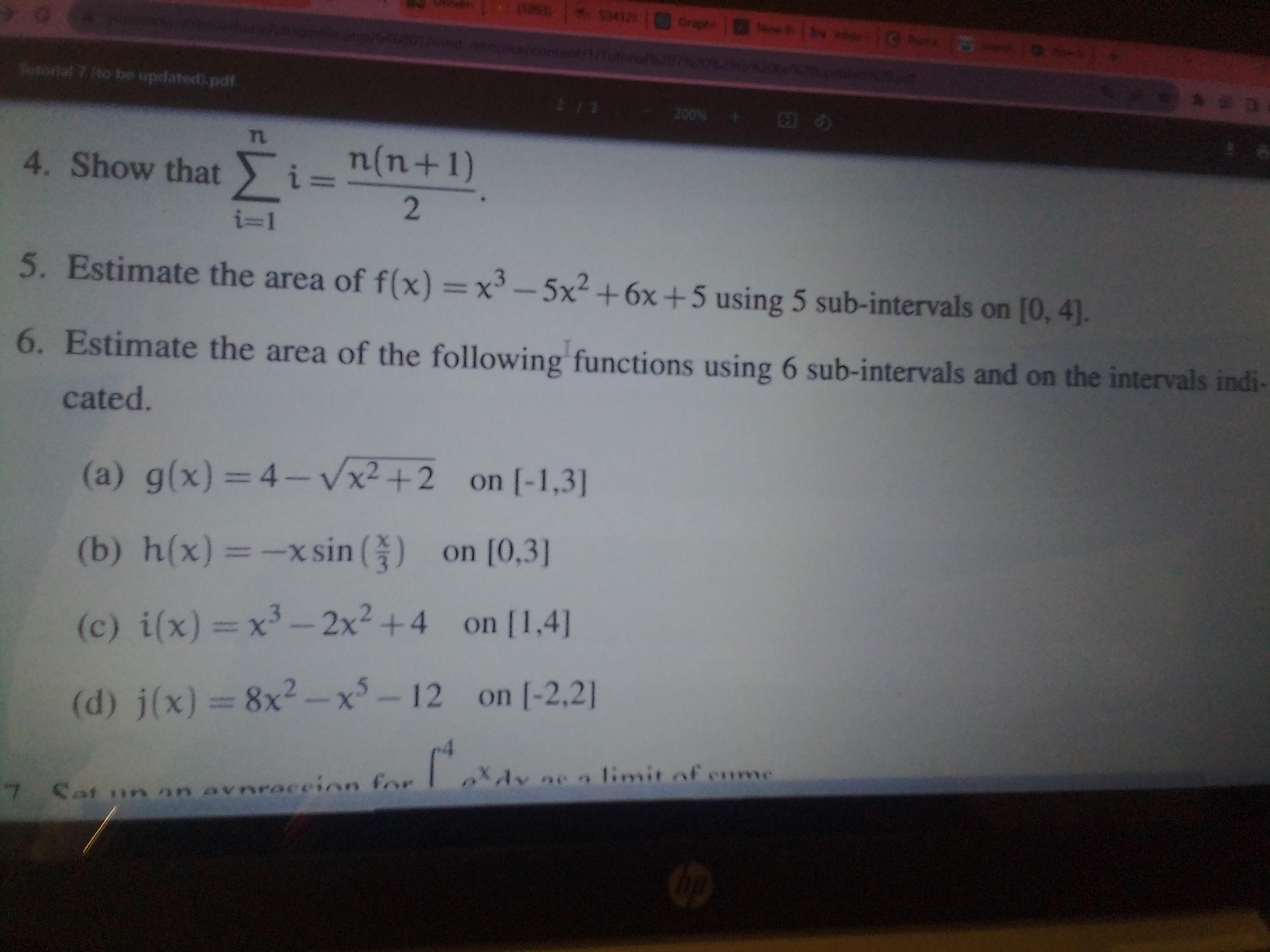 Solved Estimate the area of f(x)=x^(3)-5x^(2)+6x+5 using 5 | Chegg.com