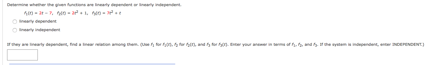 Solved Determine Whether The Given Functions Are Linearly