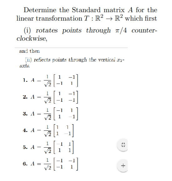Solved Determine the Standard matrix A for the linear | Chegg.com