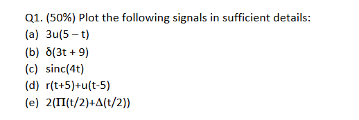 Solved Q1. (50%) Plot the following signals in sufficient | Chegg.com