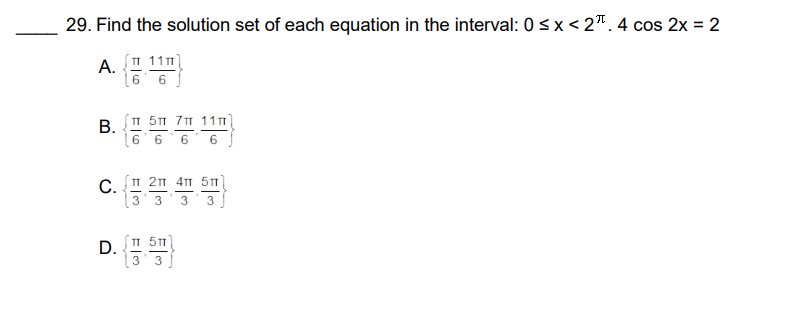 Solved 29. Find the solution set of each equation in the | Chegg.com