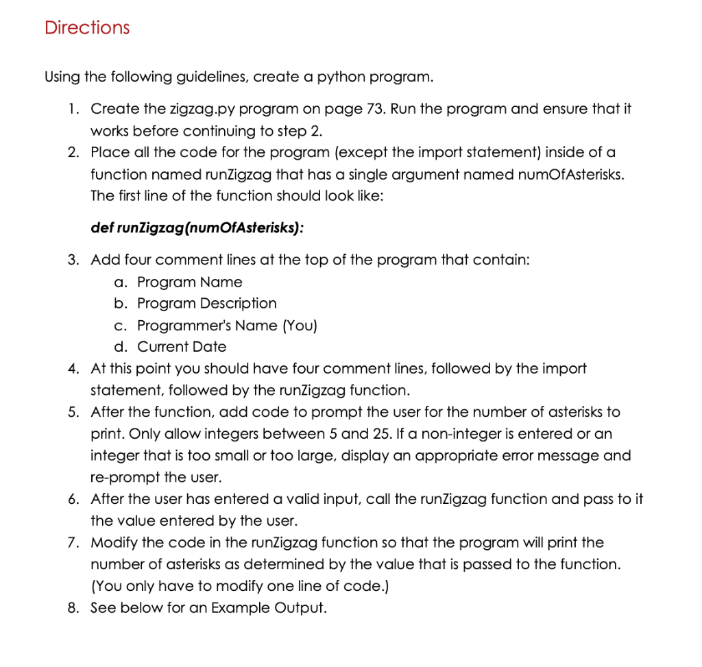 Solved Directions Using the following guidelines, create a | Chegg.com