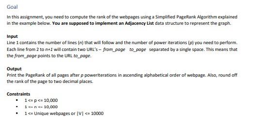 Solved Goal In this assignment, you need to compute the rank | Chegg.com