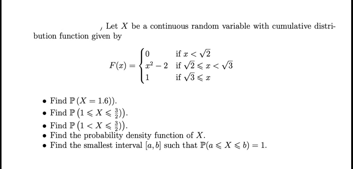 Solved , ﻿Let x ﻿be a continuous random variable with | Chegg.com